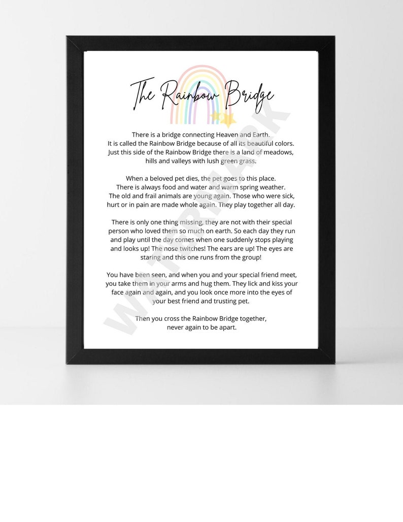 Rainbow Bridge Poem Digital Download Pet Sympathy Gift Pet Loss - Etsy