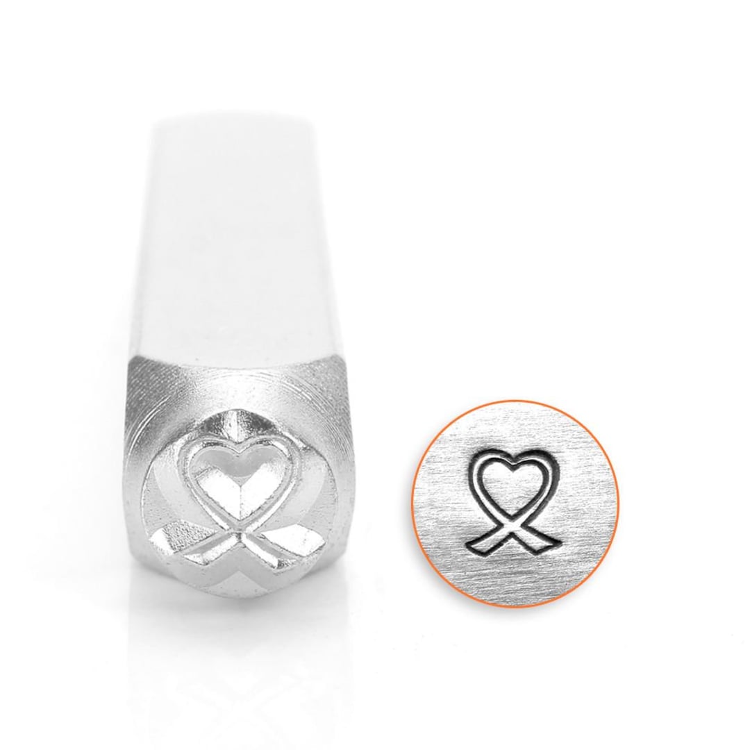 Heart Shaped Breast Cancer Ribbon Design Stamp, 6mm for Hand Stamping ...