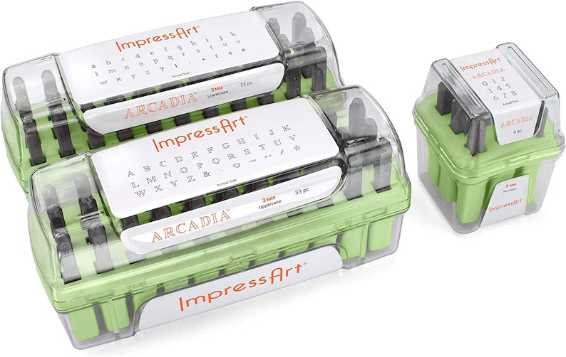 Arcadia Font Uppercase Lowercase Number Metal Stamps for - Etsy