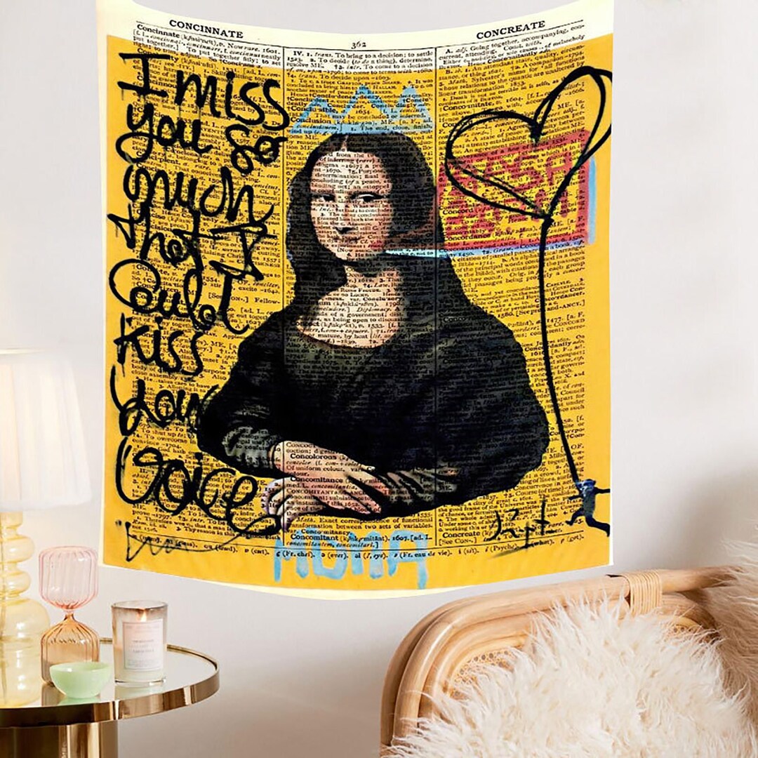 Mona Lisa Graffiti Art Tapestry Abstract Hazy Medieval Art - Etsy