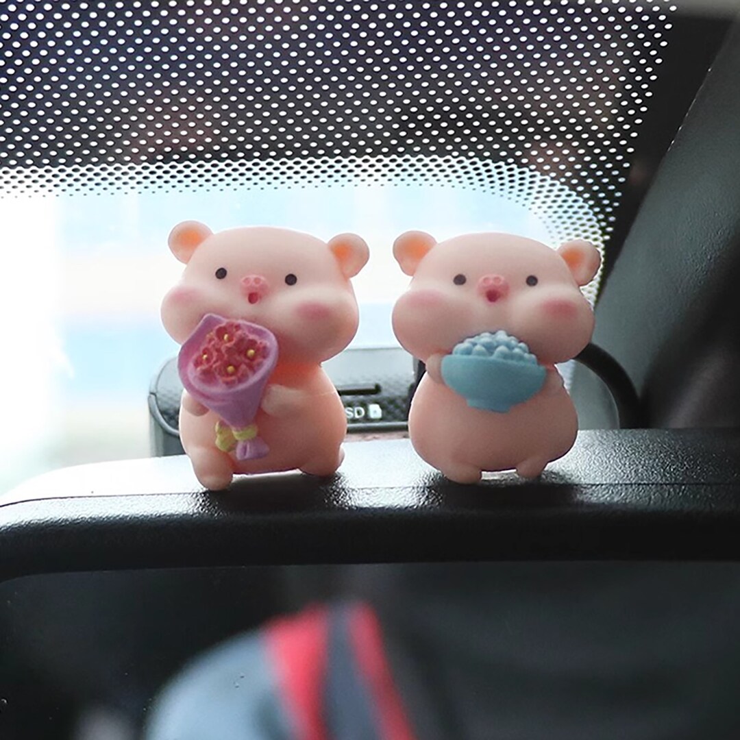 6-piece Set of Cute Pig Car Accessoriesplastic Animal Car - Etsy