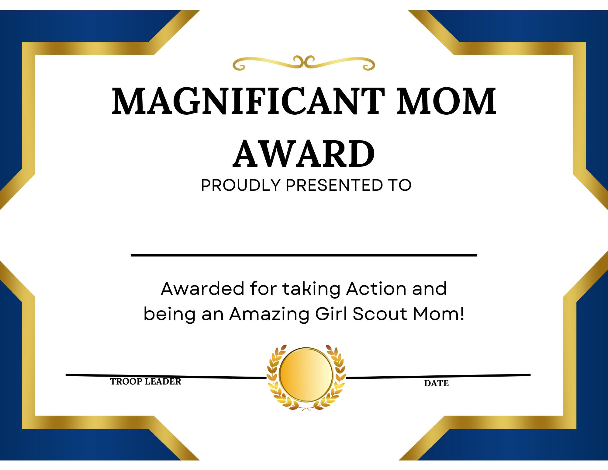 Girl Scout Volunteer Mom Dad Cookie Recognition Printable Awards ...