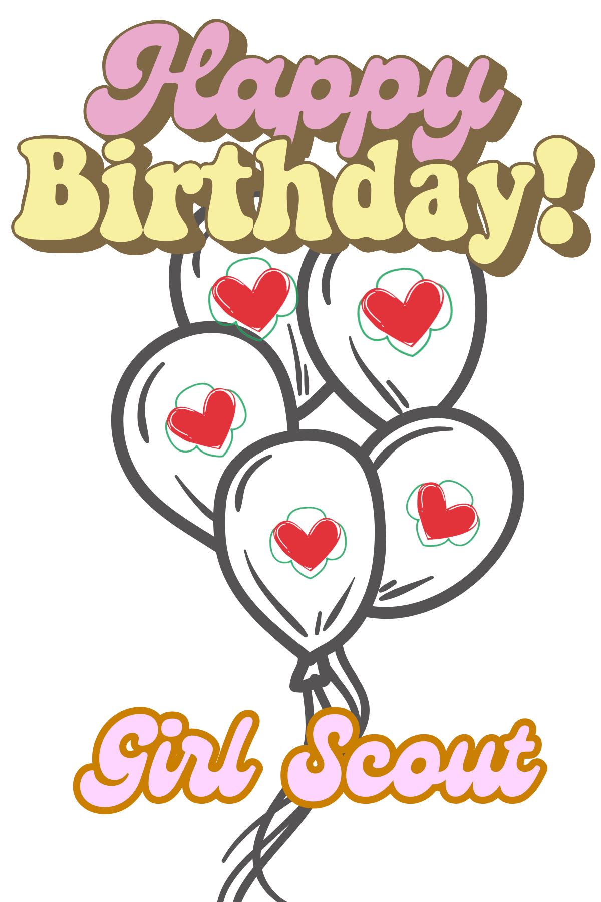 Girl Scout Happy Birthday Card Printable Card Digital Download Design ...