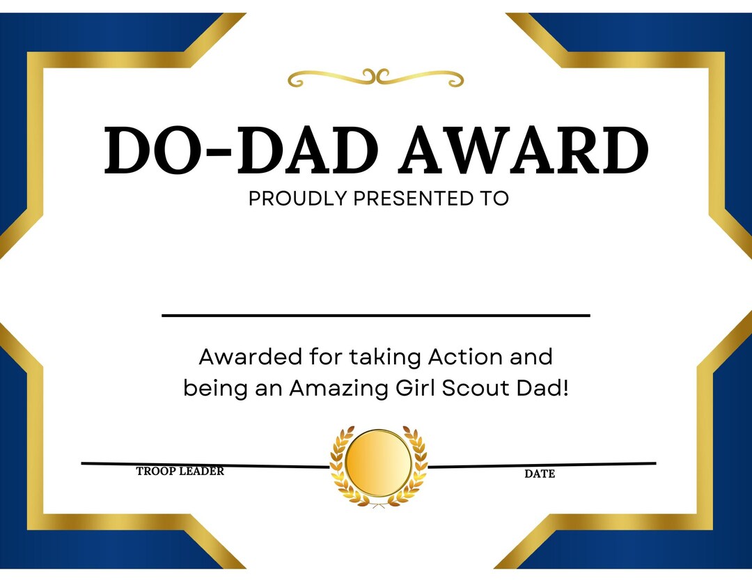 Girl Scout Volunteer Mom Dad Cookie Recognition Printable Awards ...