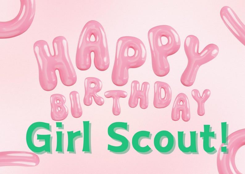 Girl Scout Happy Birthday Card Printable Card Digital Download Design ...