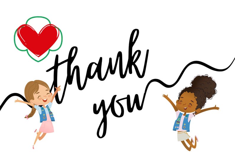 Girl Scout Printable Thank You Card Digital Download Images - Four (4 ...