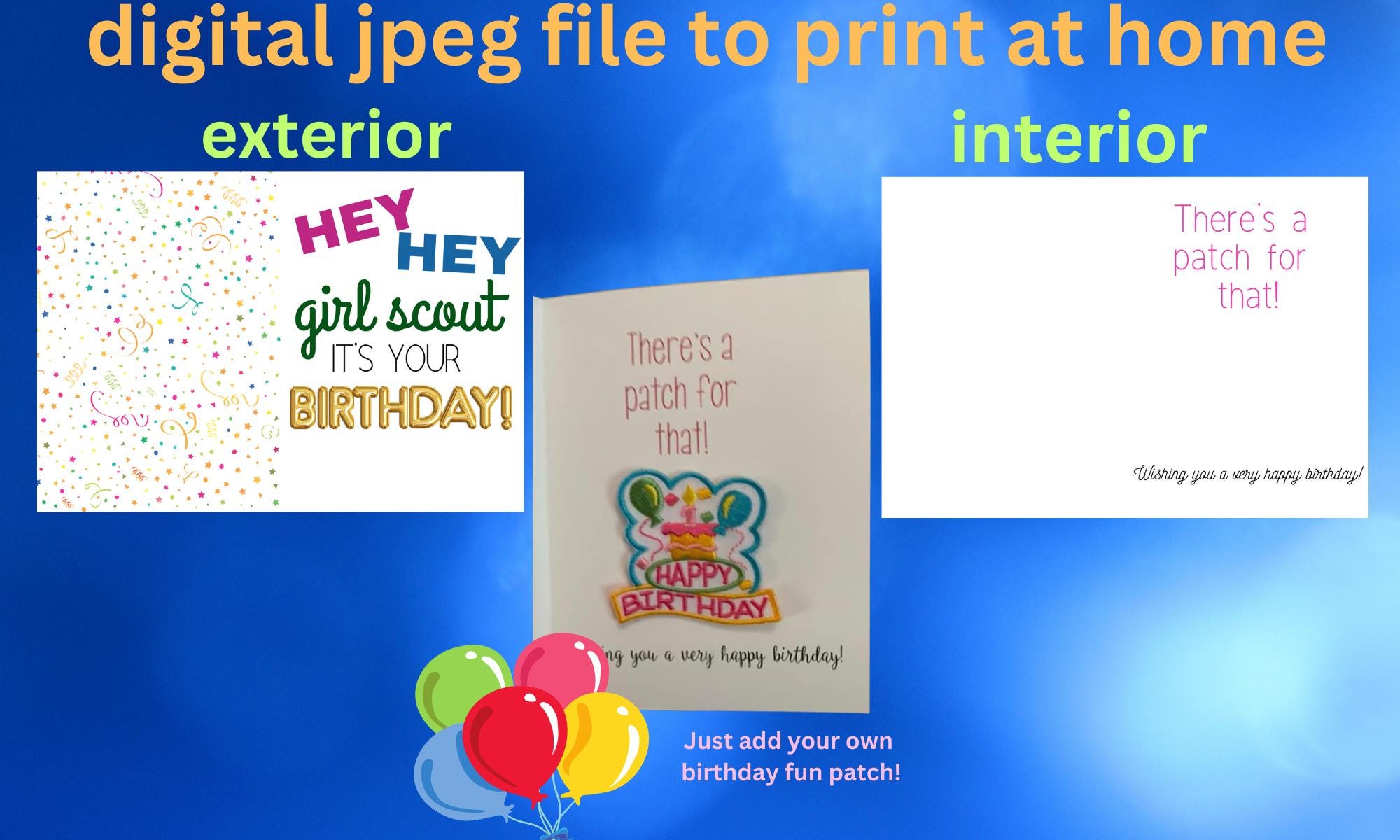 Girl Scout Birthday Card Printable: Add Your Own Fun Patch! (digital ...