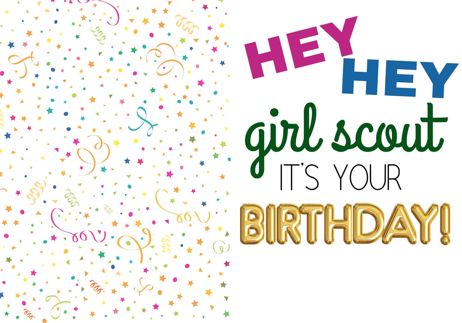GS Girl Scout Printable Happy Birthday Card Digital File Png Jpeg Add ...