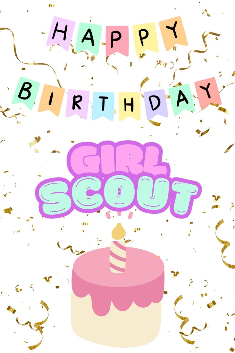 Girl Scout Happy Birthday Card Printable Card Digital Download Design ...