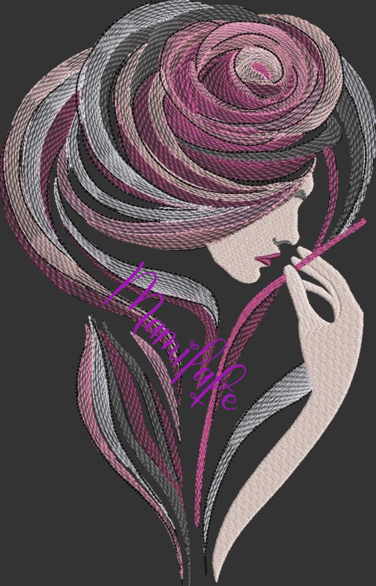 Pink Woman Machine Embroidery Design - Etsy