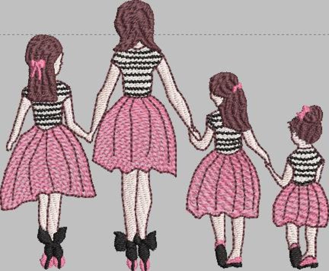 Machine Embroidery Design Mother 3 Daughters - Etsy