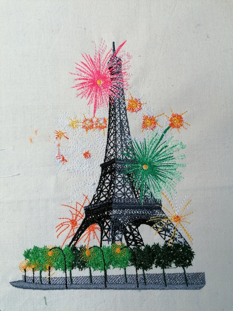 Paris Eiffel Tower Summer Machine Embroidery Design, Embroidery Design ...