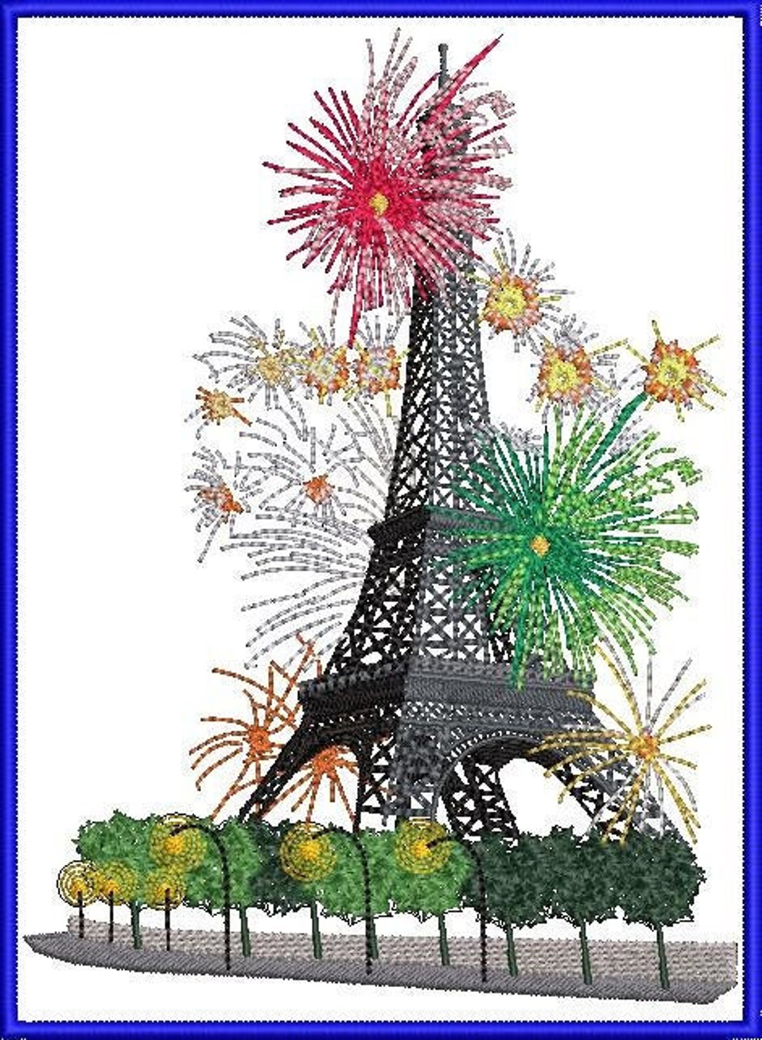 Paris Eiffel Tower Summer Machine Embroidery Design, Embroidery Design ...