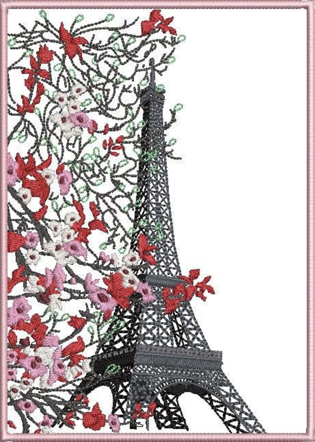 Eiffel Tower Spring Machine Embroidery Design, Embroidery Design ...