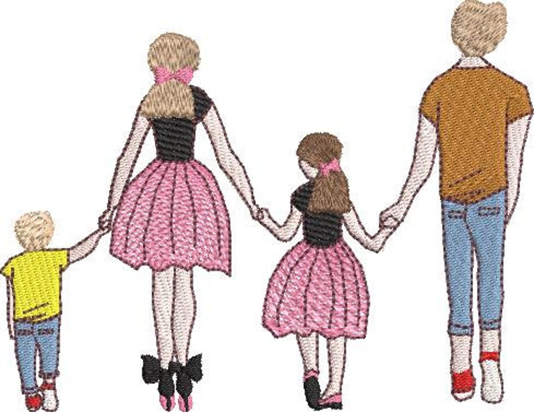 Father Mother Daughter Boy Family Embroidery Design - Etsy