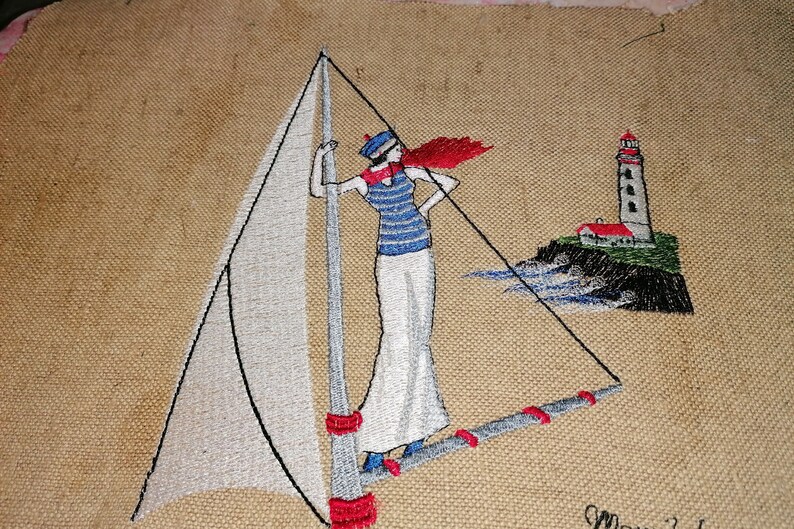 Machine Embroidery Design Sea Lookout on Mat Boat and Lighthouse to ...