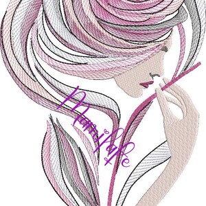 Pink Woman Machine Embroidery Design - Etsy