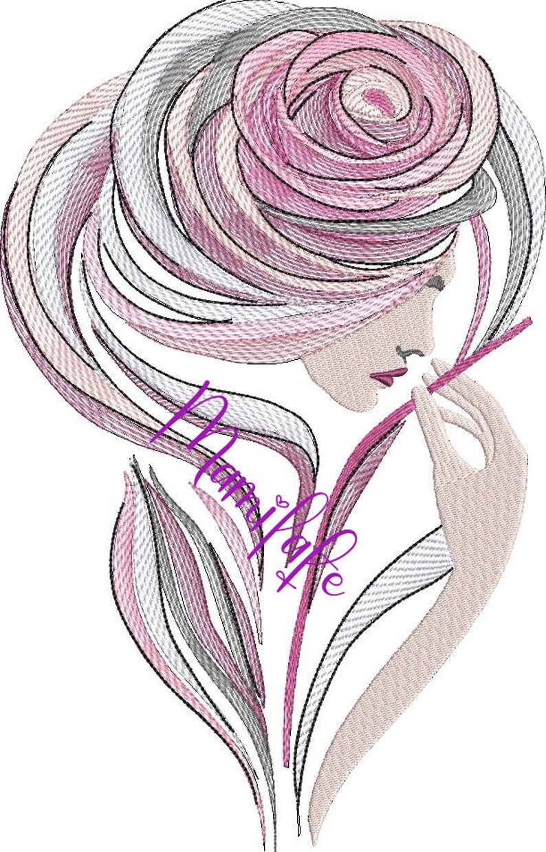 Pink Woman Machine Embroidery Design - Etsy