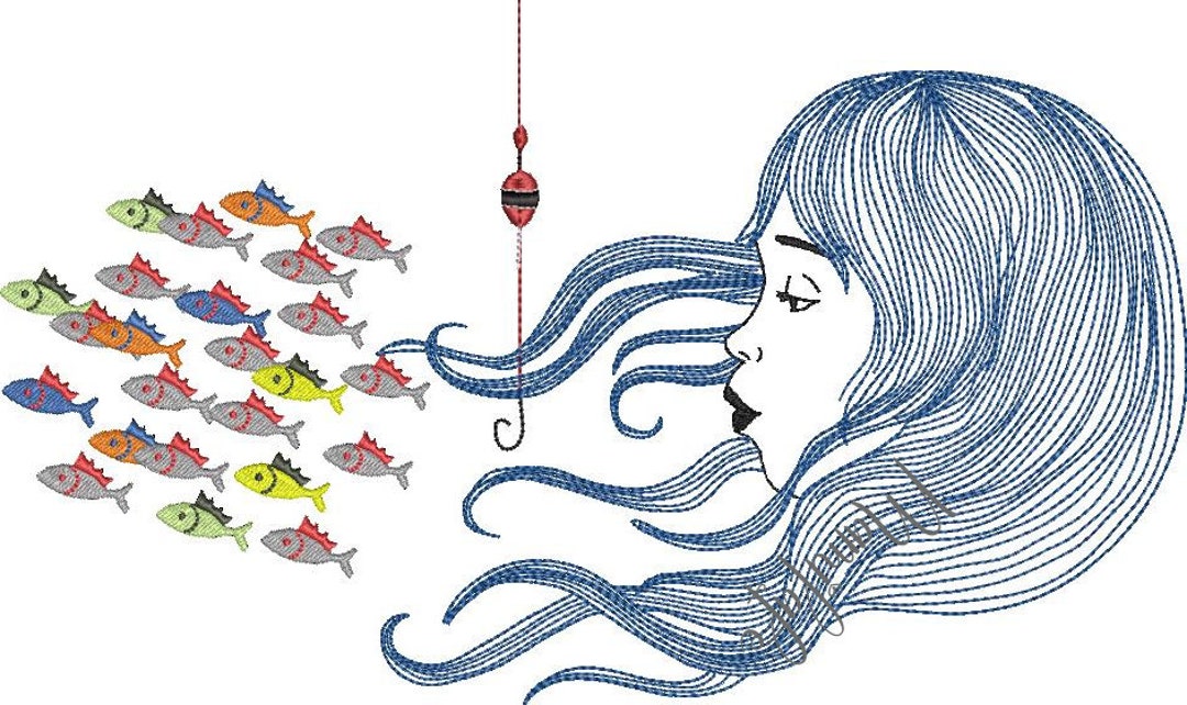 Little Fish Girl Machine Embroidery Design - Etsy
