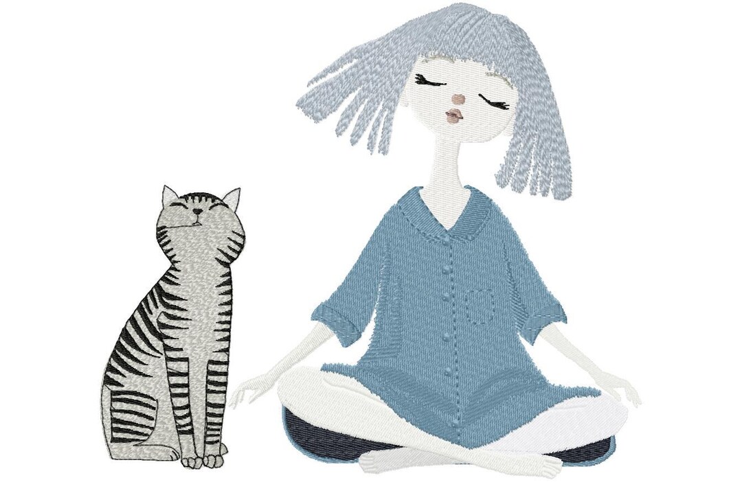 Zen Cat Machine Embroidery Design - Etsy