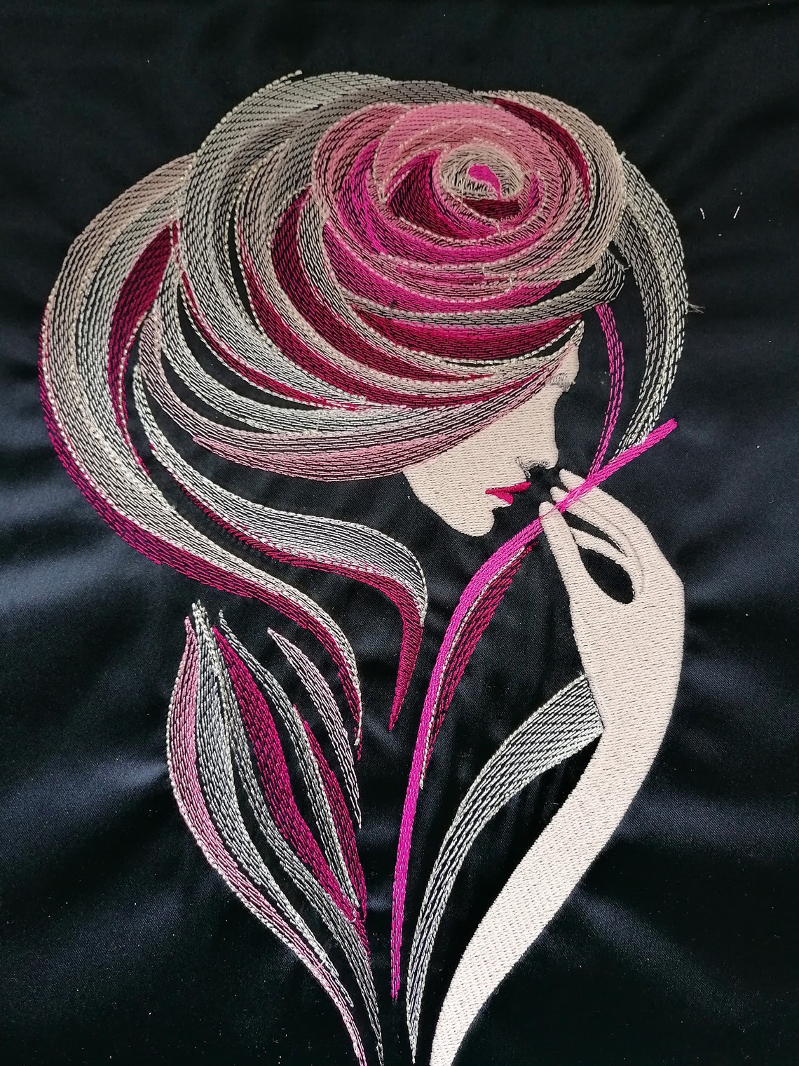 Pink Woman Machine Embroidery Design - Etsy