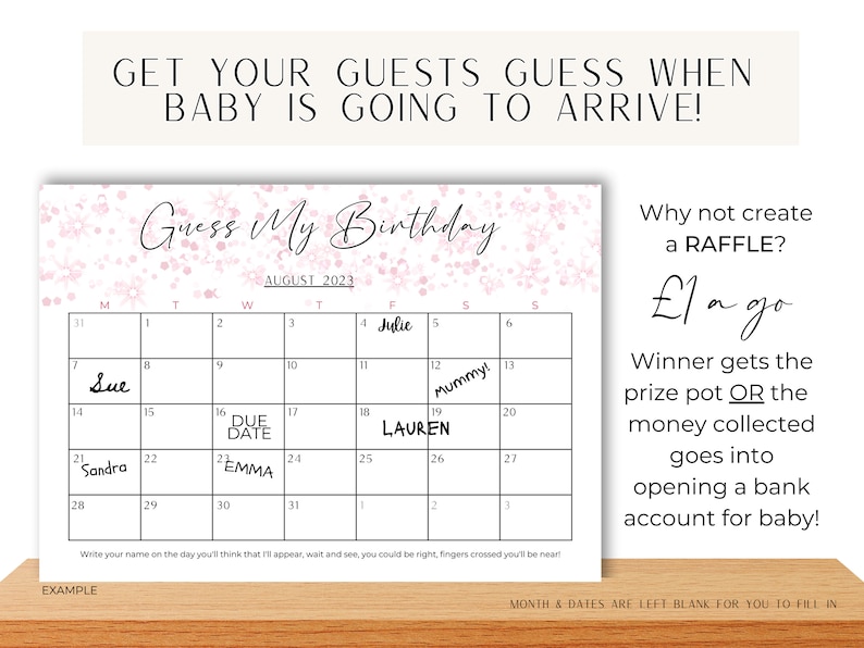 Pink Minimalist Baby Shower Guess the Birthday Game - Etsy