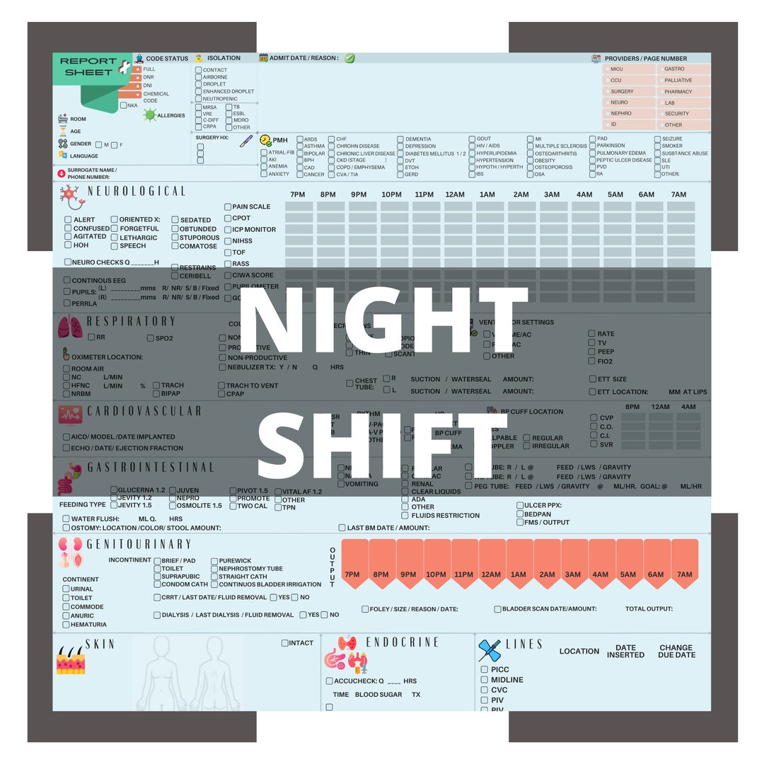 Night Shift ICU Brain Workflow - Etsy