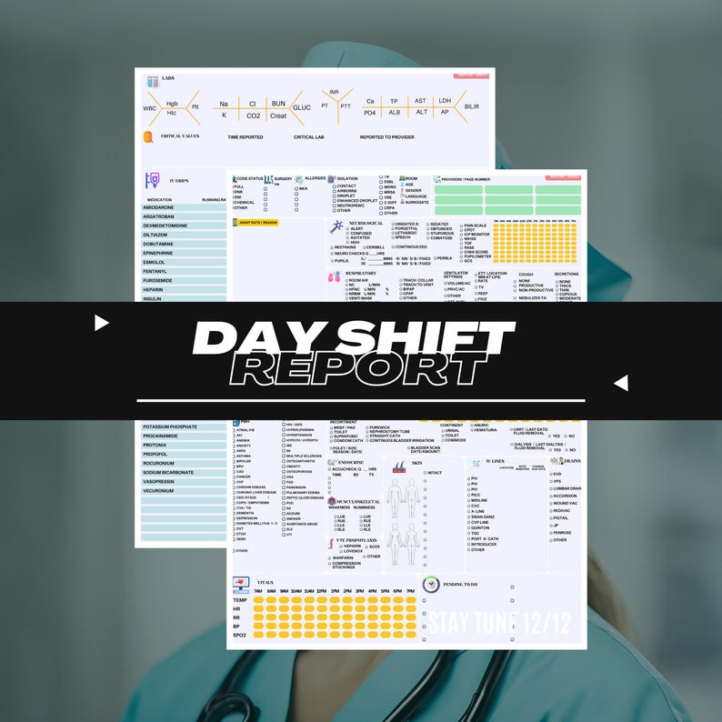 Printable ICU Nursing Report Sheets. Digital Download. Templates for ...