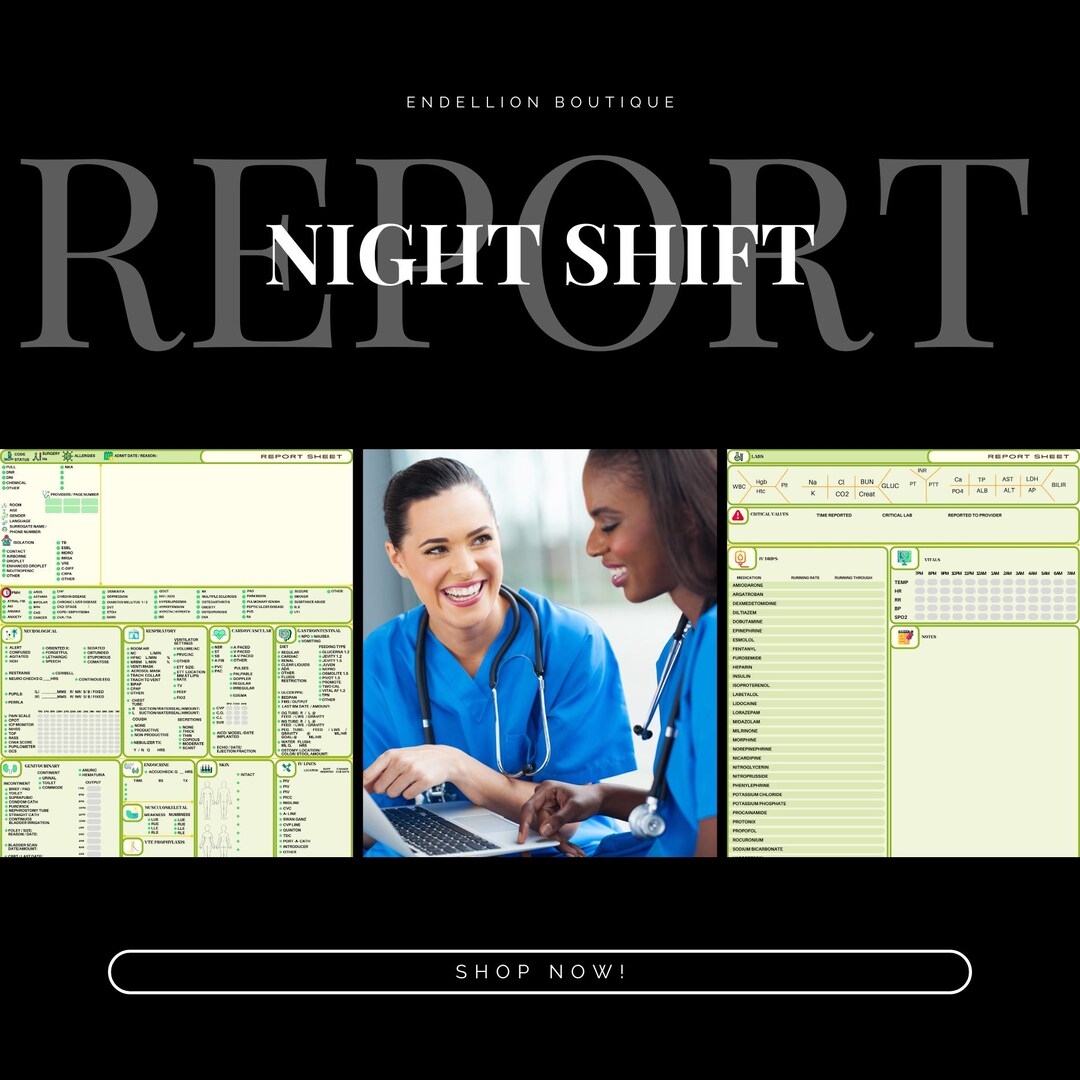 ICU Night Shift Report | Comprehensive Printable Template for Nurses ...