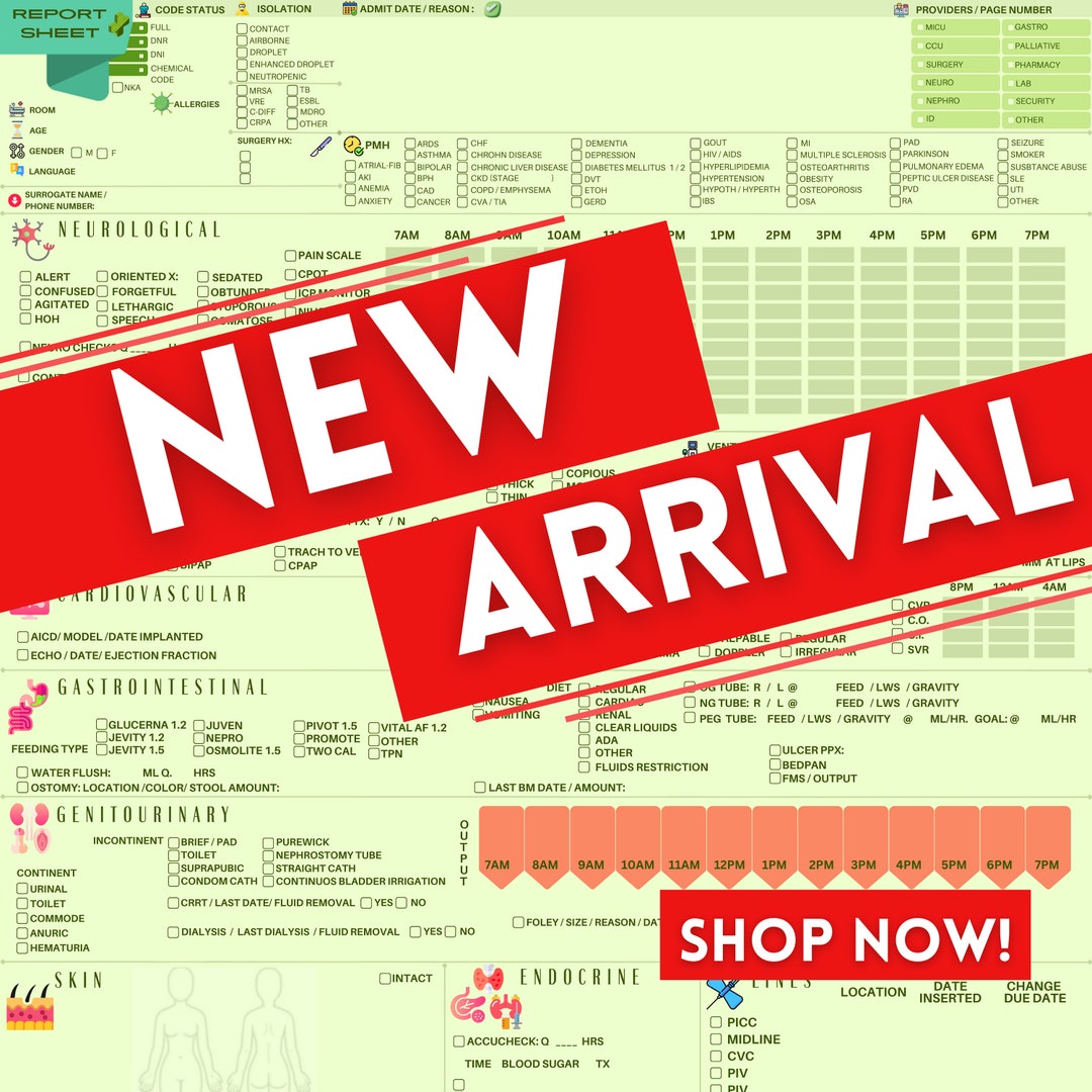 Tracking Day Shift ICU Report Sheet - Etsy