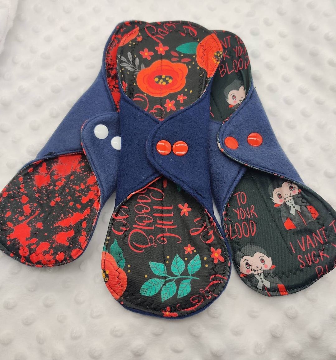 Bloody Pun Triple Pack, Cloth Pad Bundle, Washable, Reusable 6/8/10/12 ...