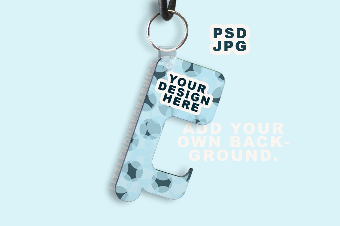 Contactless Door Opener Keychain Mockup Photo for MDF Sublimation Blank ...