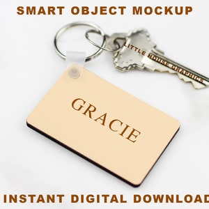 Rectangular Keychain Mockup Product Photo for MDF Rectangle-shaped Key ...