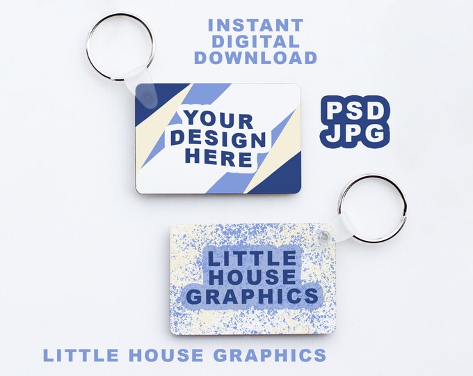 Two Rectangular Keychains Mockup - Photo for MDF Double Rectangle ...