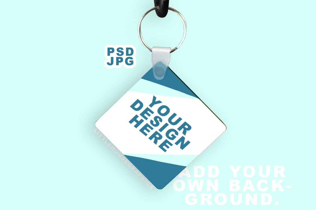 Square Keychain Mockup Customizable Background Photo for MDF Square ...