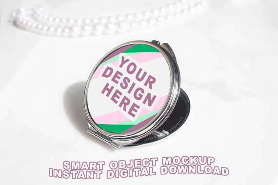 Compact Mirror Mockup Product Photo for Metal Round Compact | Etsy