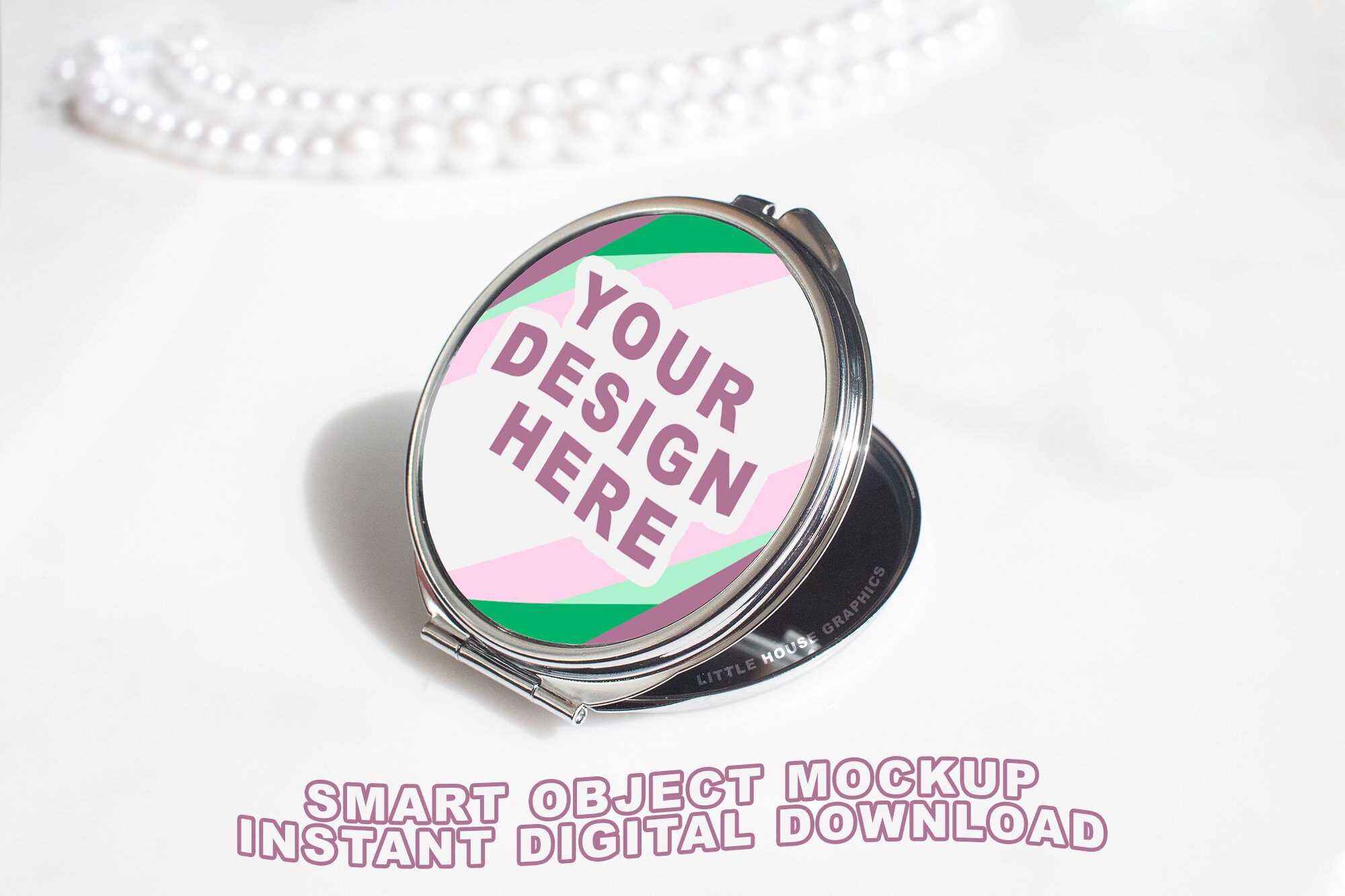 Compact Mirror Mockup Product Photo for Metal Round Compact - Etsy