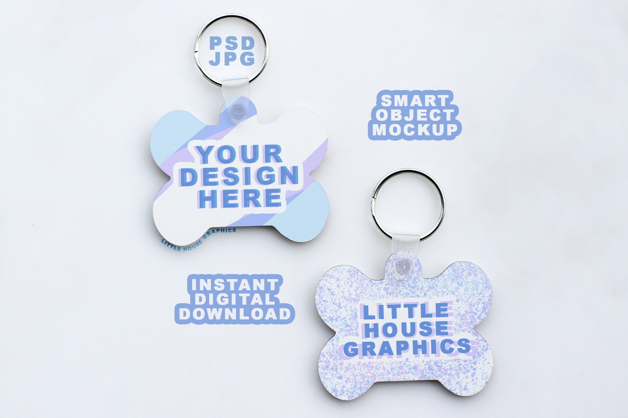 Two Dog Bone Keychains Mockup Photo for MDF Dog Bone-shaped Pet Owner ...