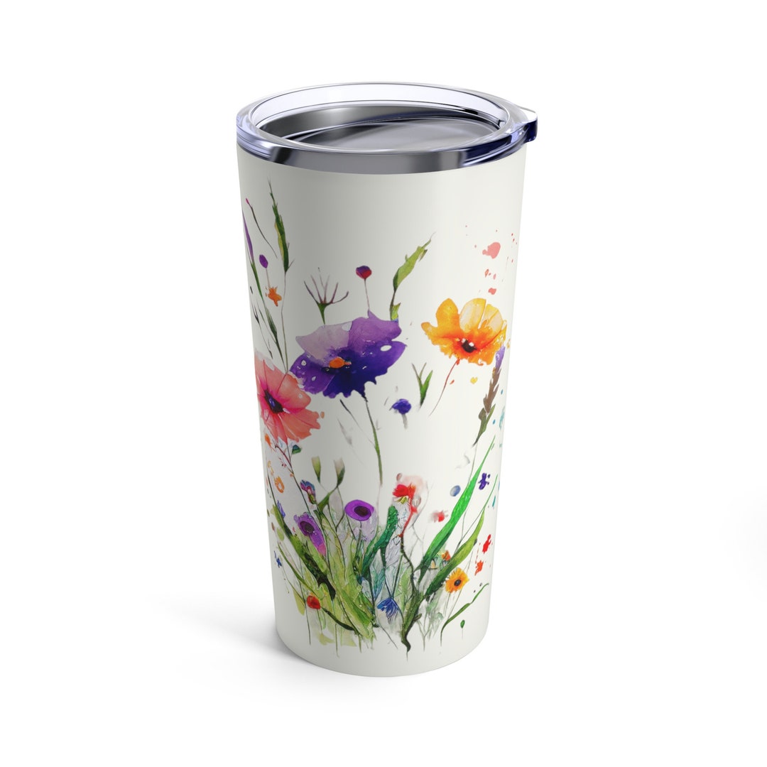 Spring Flowers Tumbler, Watercolor Flowers, Tumbler for Mother's Day ...