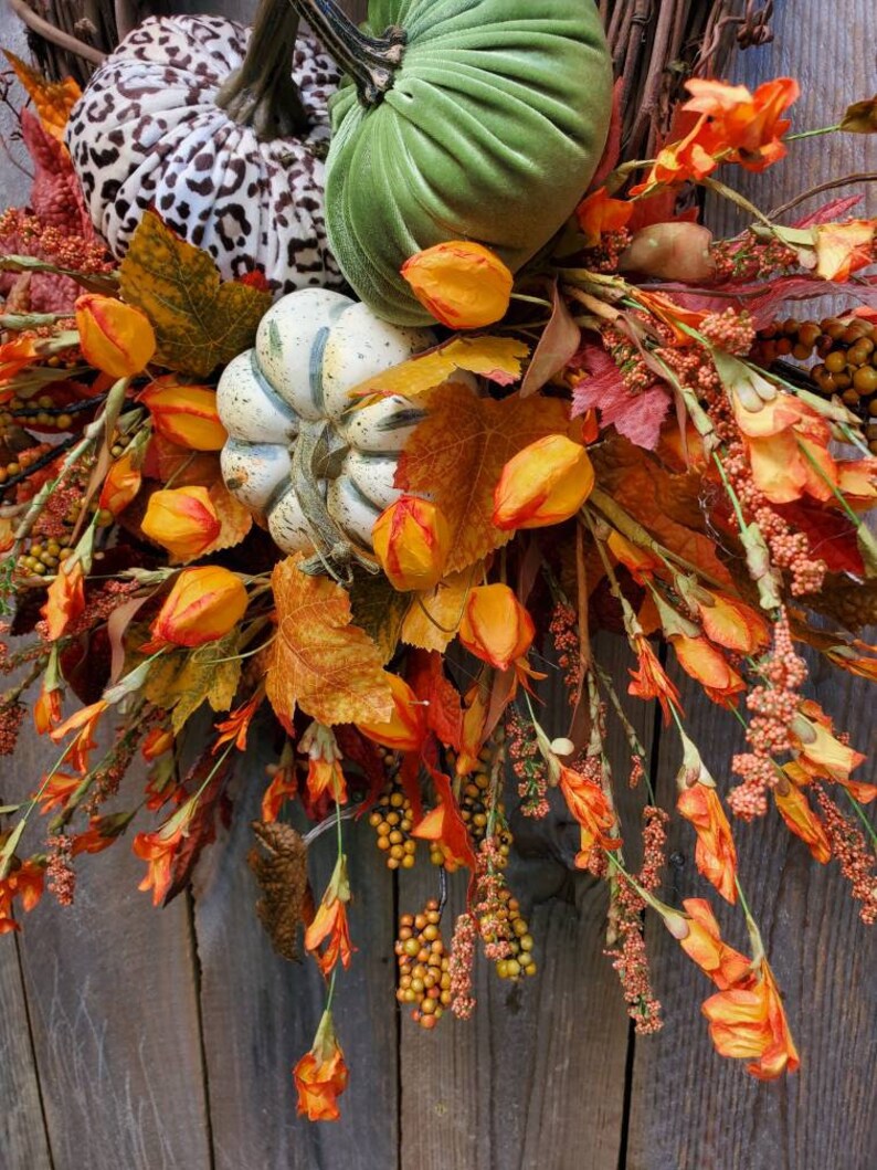 Large Fall Wreath for Front Door, Fall Farmhouse Decor, Harvest Wreath ...