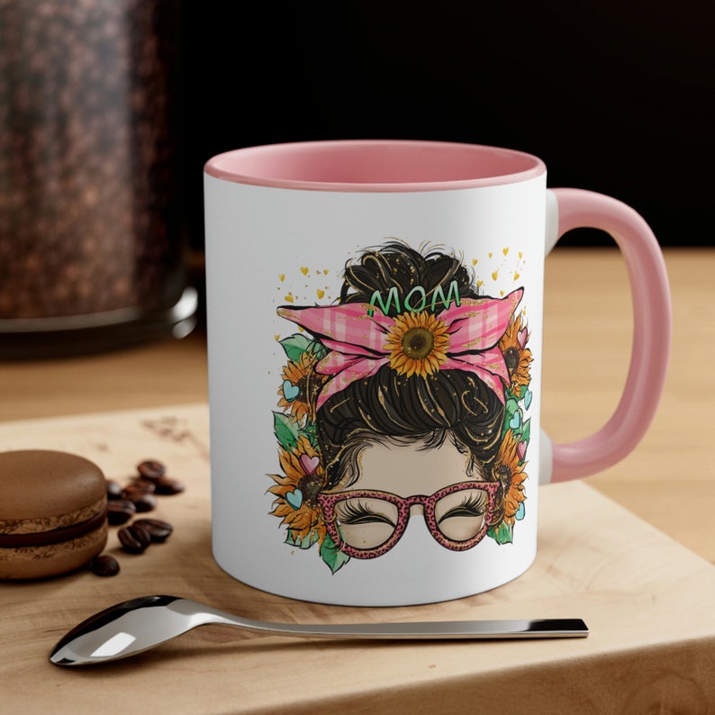 Brunette Messy Mom Bun Coffee Mug, Messy Mom Bun Mother's Day Mug, Mom ...