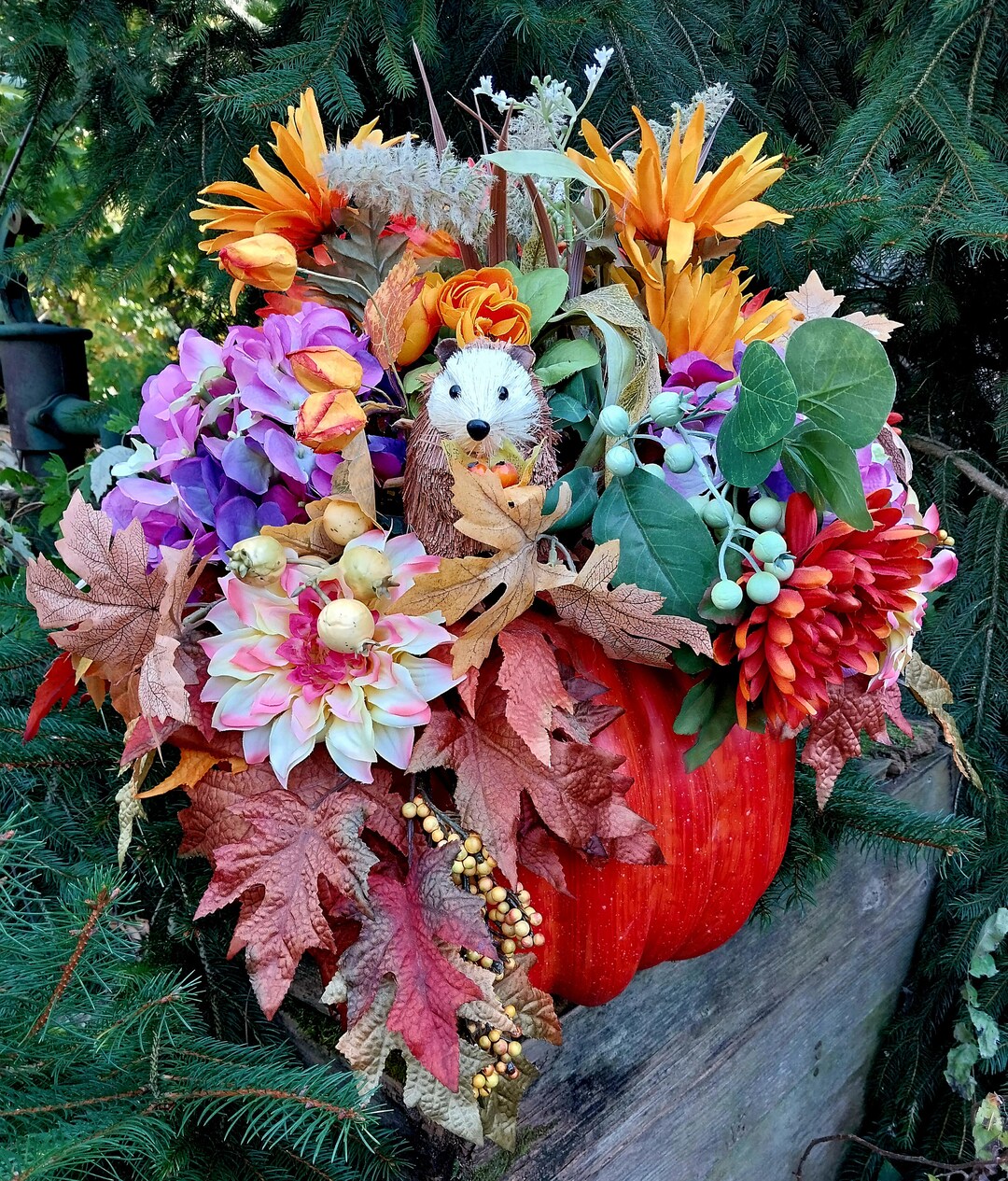 Extra Large Fall Pumpkin Centerpiece, Vibrant Autumn Decor, Woodland ...