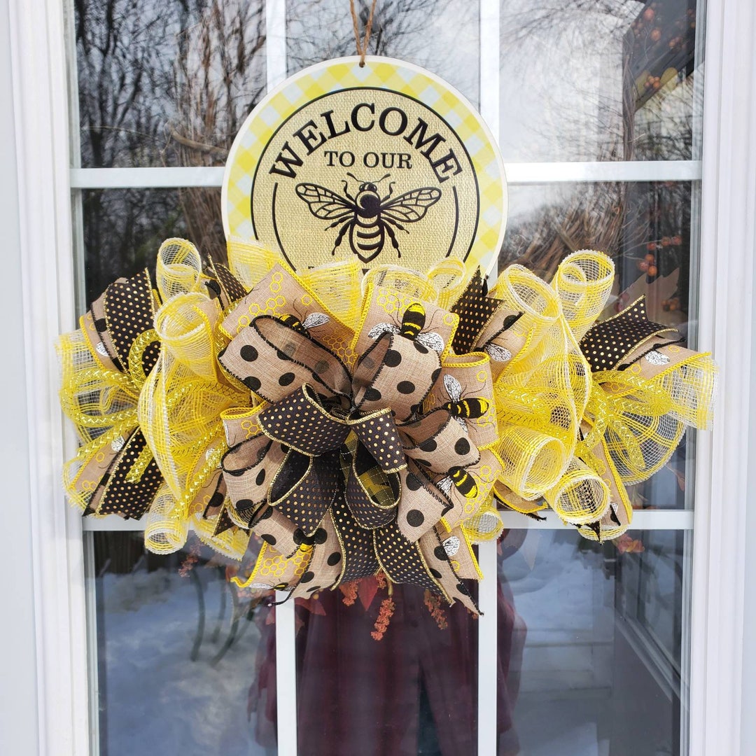 Bee Door Hanger, Bee Christmas Gift, Bee Hive, Country Bee Decor ...
