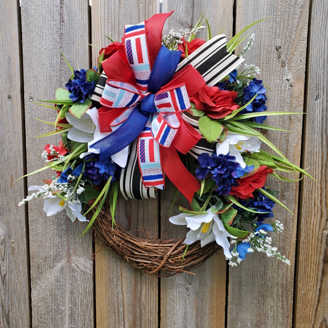 Corona del 4 de julio para la puerta principal, corona patriótica ...