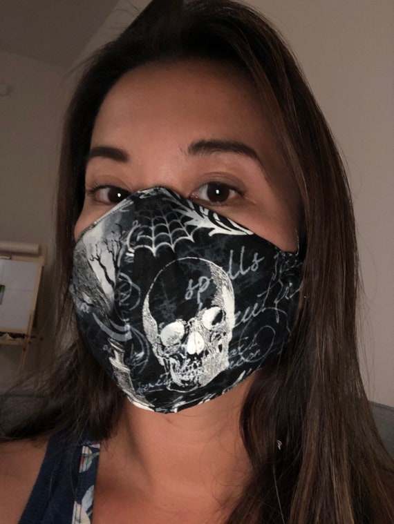 Face Mask Skull something wicked theme w/filter pocket and | Etsy