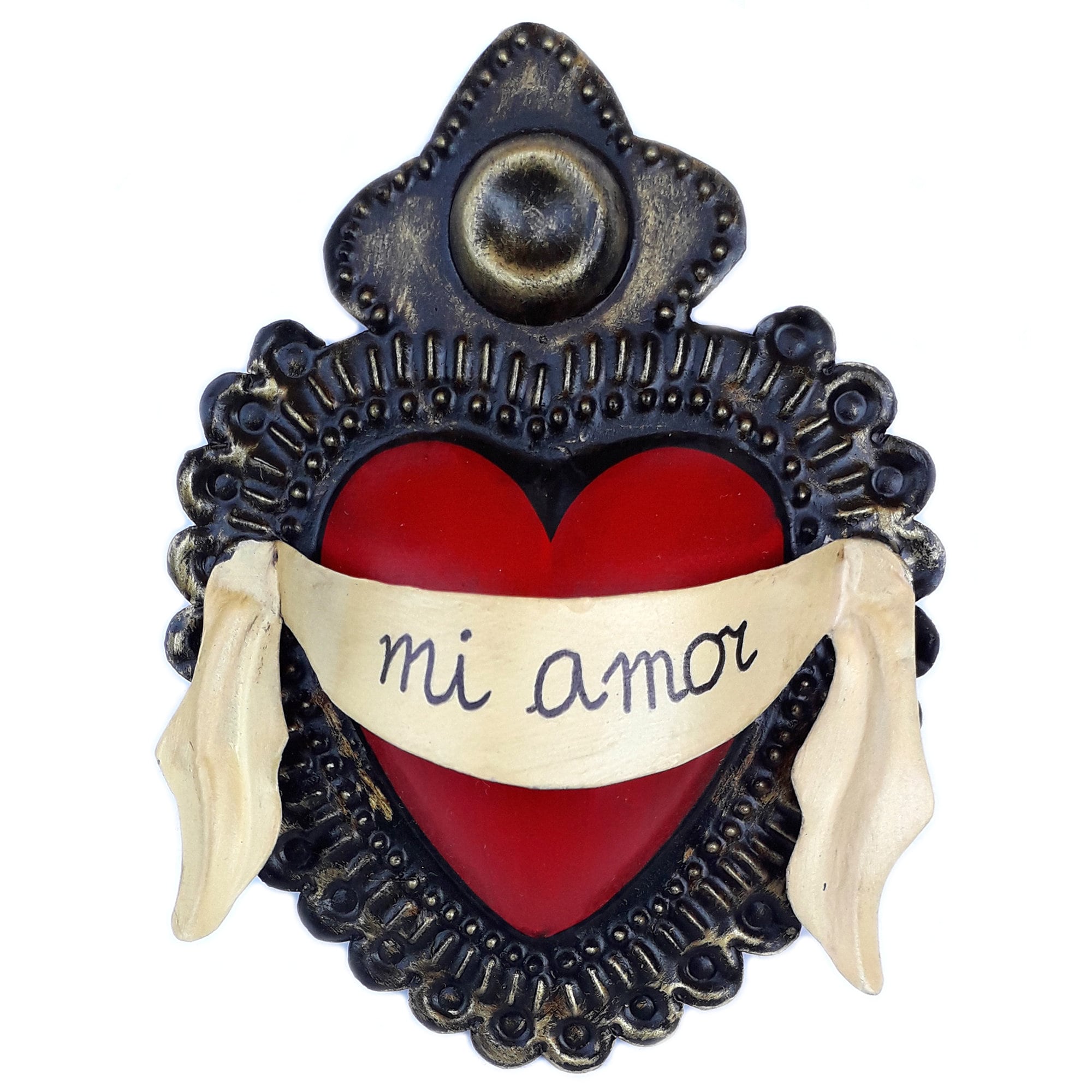 Sagrado Corazón con Listón, Con o Sin Dedicación, artesanía mexicana en ...