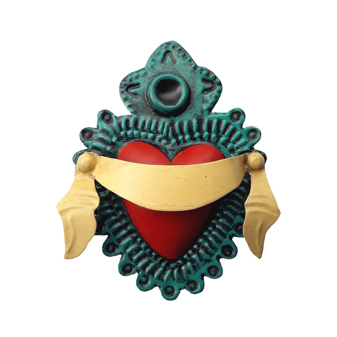 Sagrado Corazón con Listón, Con o Sin Dedicación, artesanía mexicana en ...