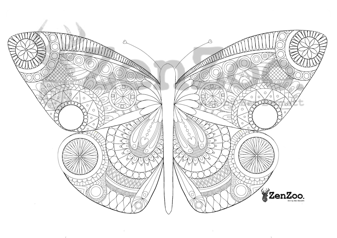 Butterfly Zentangle Colouring Page - Etsy