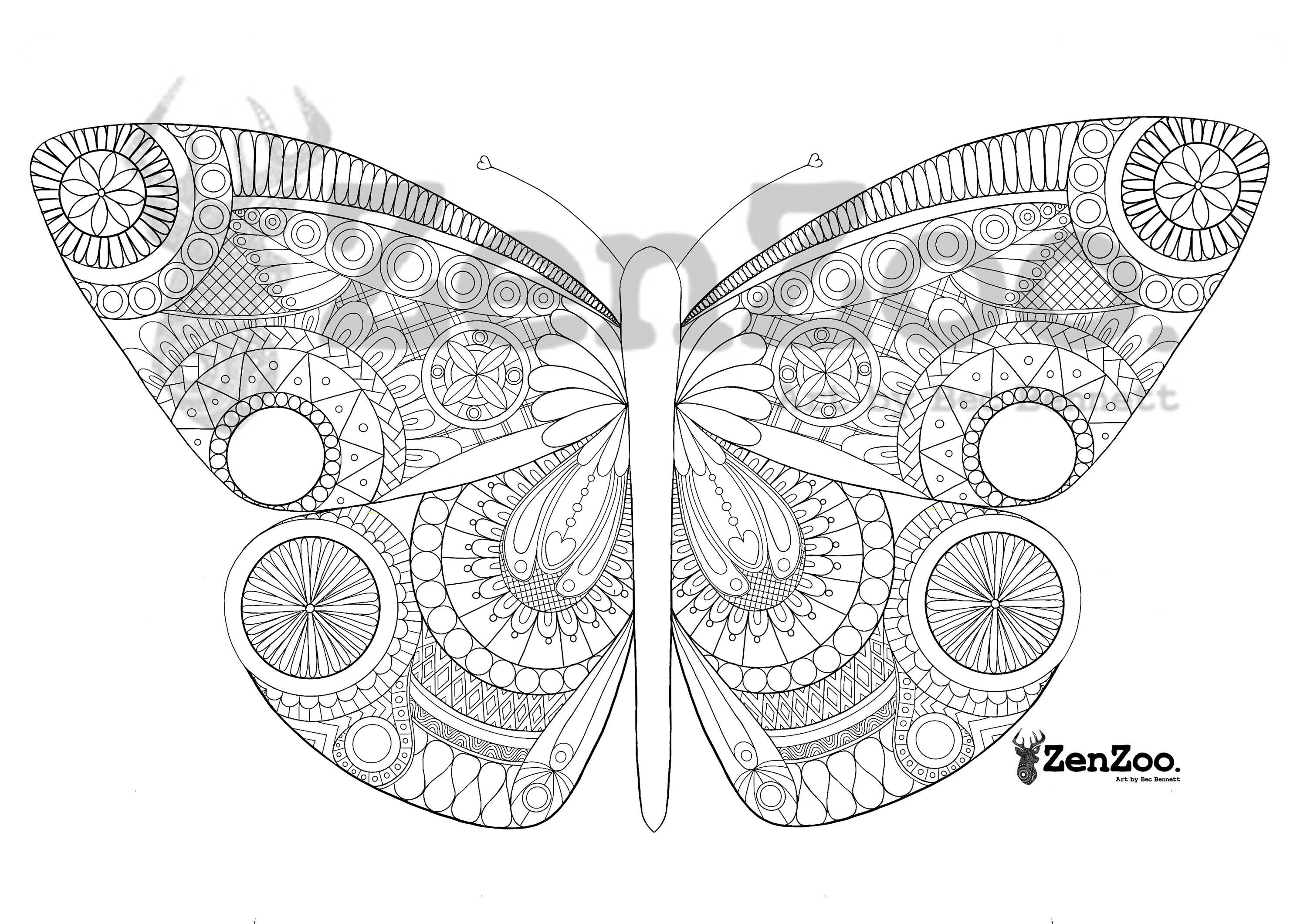 Butterfly Zentangle Colouring Page - Etsy