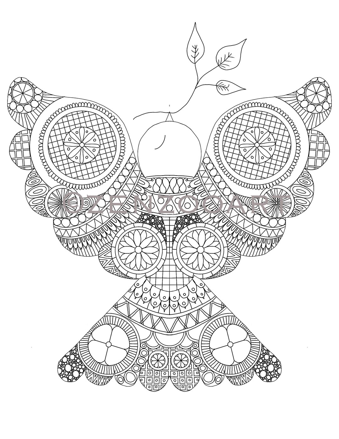 Bird Zentangle Colouring in Page for Adults or Children - Etsy